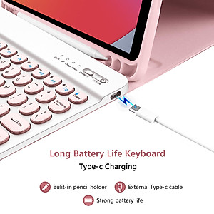 iPad 9th 8th 7th Generation Keyboard Case 10.2inch, iPad Air 3 Case with Keyboard, iPad Case with Bluetooth Keyboard for iPad Pro 10.5''(3rd Gen), Slim Leather Folio Cover for iPad 2021/2020/2019-Pink