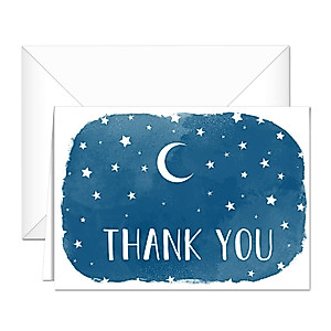 Starry Delight Thank You Cards / 24 Baby Shower Thank You Cards / 6 Night Sky Appreciation Greeting Card Designs / 3 1/2" x 4 7/8" New Baby Gratitude Note Cards/Made In The USA