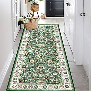 Runner Rug for Hallways Kitchen Runner Rug Washable 2'x 6' Non-Slip, Floral Rubber Backing Non Shedding Soft Carpet Runners for Indoor Entryway Bedroom Bedside