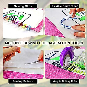 Rotary Cutter Set, 38PCS 45mm Rotary Fabric Cutter Wheel Set, Fabric Cutter Wheel, Quilting Rotary Cutters Rolling Fabric Cutter Wheel and A3 Mat, Rotary Rolling Cutter For Sewing, Quilting(Pink)