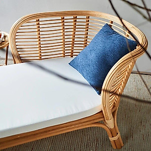 Generic Minimalist Japanese Rattan Chaise Sofa Bed – Artistic Living Room Furniture, 68.89*32.28*33.85in, Wood, White