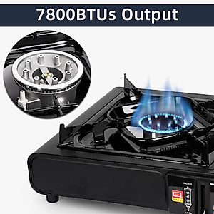 SHINESTAR Dual Fuel Stove with Butane & Propane Compatibility, Portable Camping Stove for Outdoor Cooking, Propane Adapter Hose and Carrying Case Included, 7800 BTUs Output