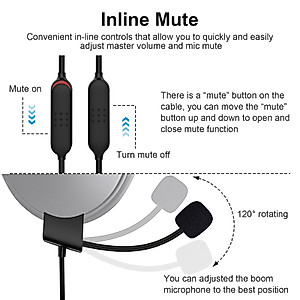 QC35 Boom Mic Cable with 3.5mm Splitter adapter Compatible with Bose QuietComfort 35 II (QC35 II) & QuietComfort 35 (QC35) Headphones, Boom Microphone Cable for PC, Laptop, PS4, PS5, Xbox One, 4ft