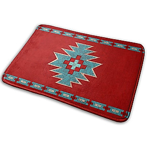 Welcome Doormats Red Western Southwest Mesas Entrance Door Mat,Low Profile Tradition Decor Welcome Mat Non-Slip Carpet Rugs Floor Mat Decorative for Home Bathroom Kitchen Indoor 17x30 Inch