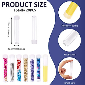 Beadthoven 20Pcs Clear Plastic Tube Bead Containers 76x13.5mm Transparent Storage Container Set Small Bead Organizers with Lids for Jewelry Beads Needle Liquid Dried Flower Storage Tiny Accessories
