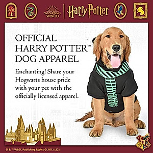 Harry Potter Slytherin Pet Hoodie with Faux Scarf - Medium | Harry Potter Accessories for Dogs | Harry Potter Dog Accessories for Hogwarts Houses, Slytherin Black