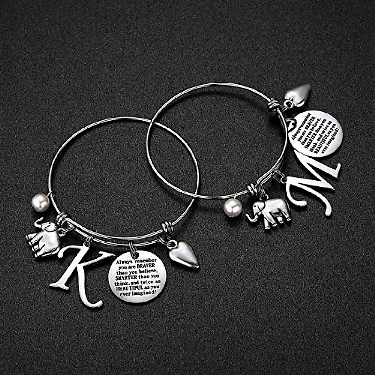 M MOOHAM Elephant Gifts for Women Bracelet - Letter C Initial Bracelet Inspirational Expandable Charm Bracelet Elephant Jewelry for Women Friend Mom Daughter Girls Sister Birthday Christmas Gift