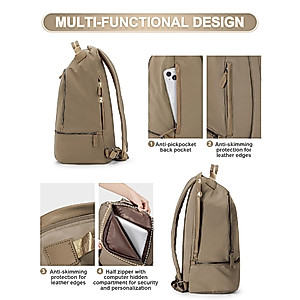 VENATIN Gym Backpack for Women Waterproof Small Gym Bag With Shoe Compartment Sports Essentials Backpack with Wet Dry Pocket,Khaki