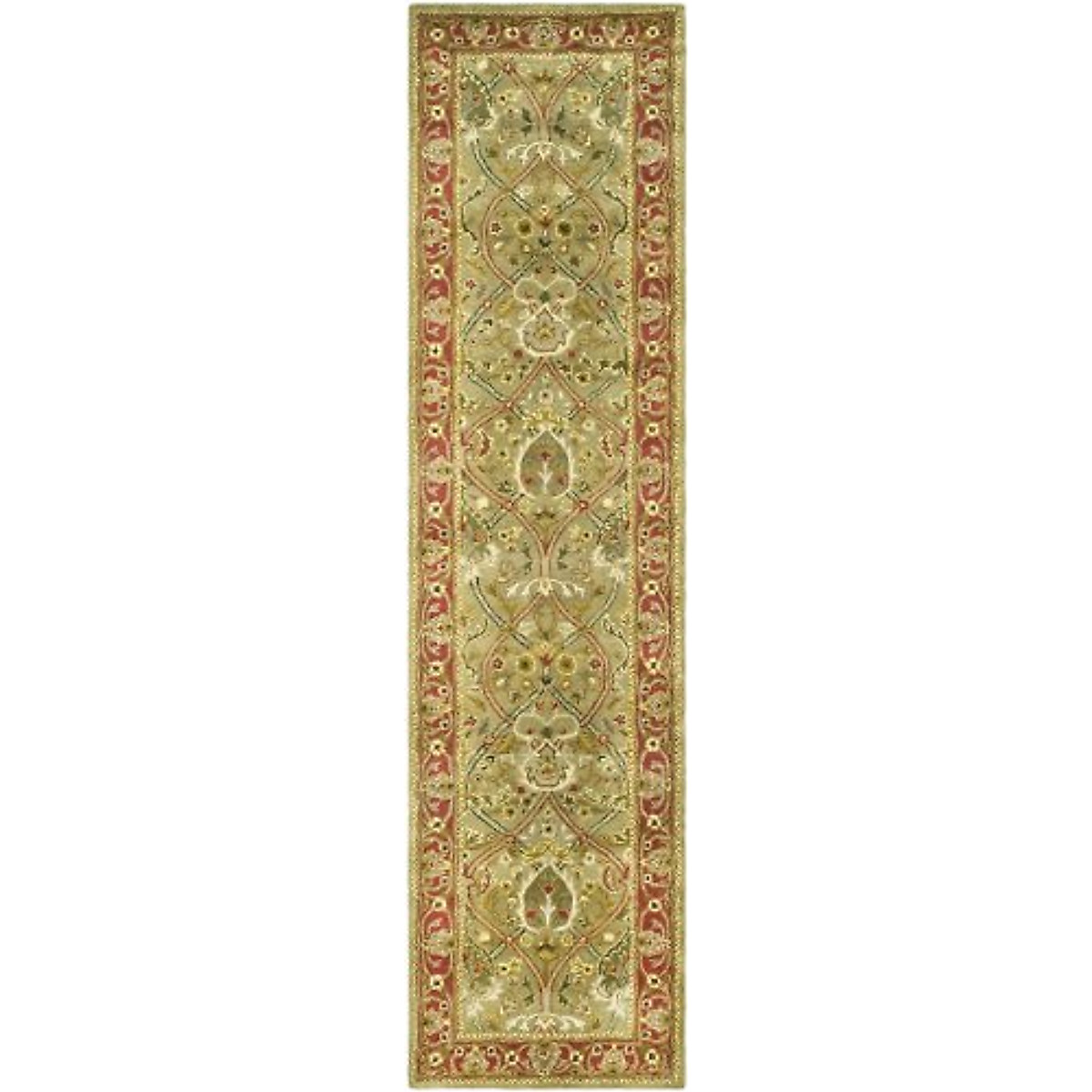 SAFAVIEH Persian Legend Collection 2'6" x 8' Light Green / Rust PL819B Handmade Traditional Premium Wool Runner Rug