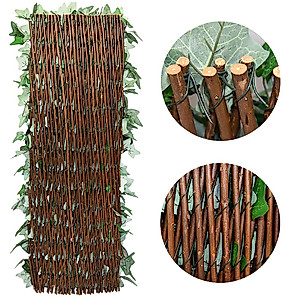 GLANT Expandable Fence Privacy Screen for Balcony Patio Outdoor,Decorative Faux Ivy Fencing Panel,Artificial Hedges (Single Sided Leaves) (1, Green-Ivy)