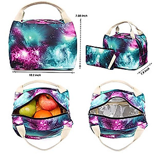 BTOOP Girls School Backpack Galaxy Schoolbag Laptop Bookbag Insulated Lunch Tote Bag Purse Teens Boys Kids (Green Galaxy)