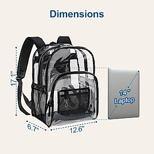 Cambond Clear Backpack, Heavy Duty Transparent Backpacks for Adults Reinforced Straps See-Through Bag for School and Work（Black）