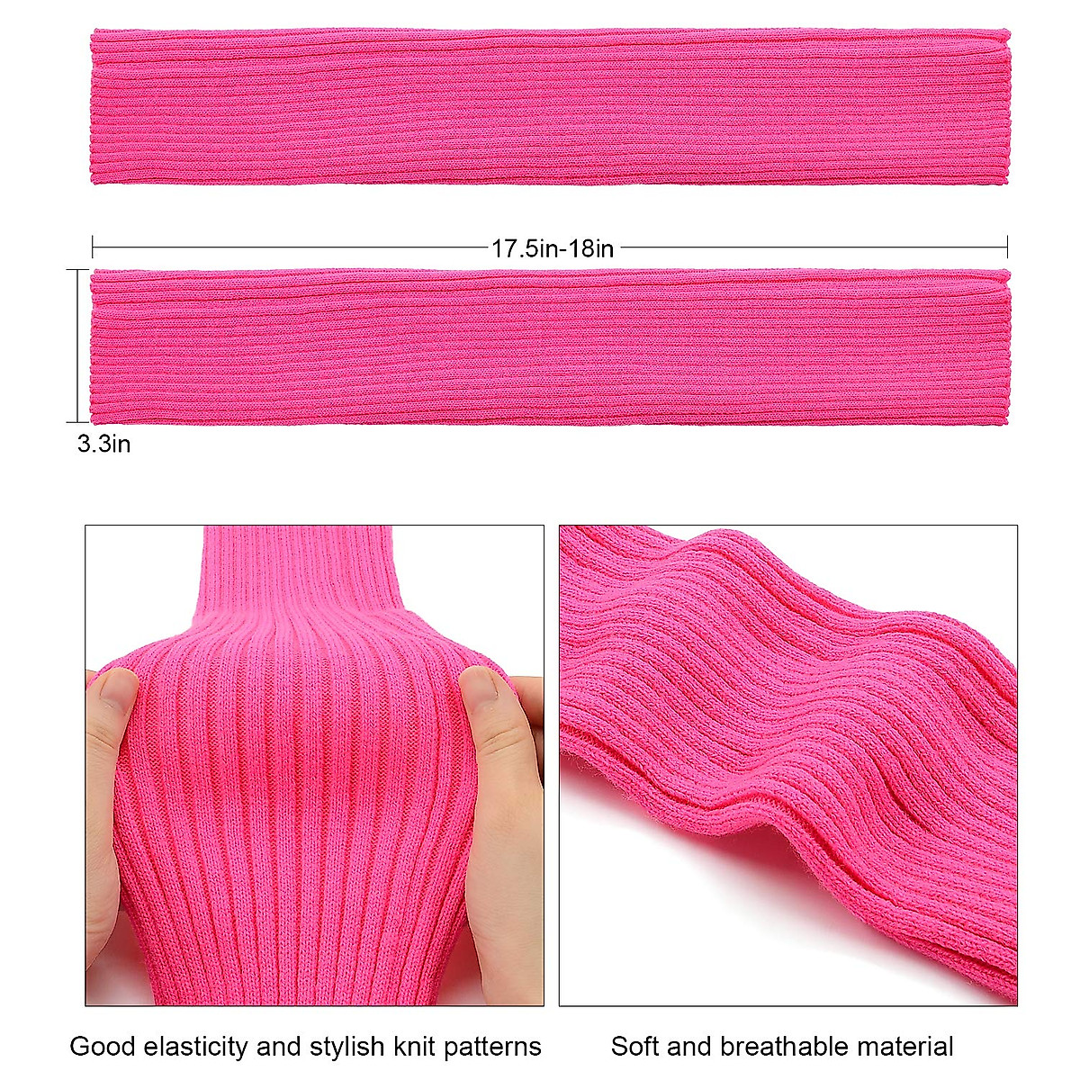 Zando Leg Warmers for Girls Kids Leg Warmers Junior 80s Ballet Ribbed Knitted Long Socks for Party Sports Hot Pink