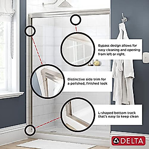 Delta Shower Doors SD3927404 Classic Semi-Frameless Traditional Sliding Bathtub, 60" x 58-1/8", Chrome Track