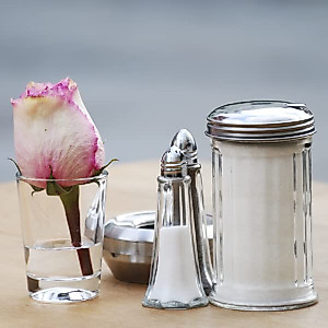 Tebery 4 Pack 12OZ Glass Sugar Dispenser/Pourer/Shaker with Stainless Steel Pour-Flap Lid, Retro Style