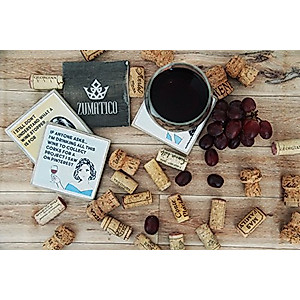 Wine Coasters Set & Holder - Funny Gifts for Women - Cool Wine Gift for Women - Housewarming Gifts for Wine Lovers - Wine Accessories (Funny Wine)