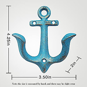 RENXI American-Style Rustic Ironwork Decorative Metal Hooks (Four Sea Anchor Hooks)