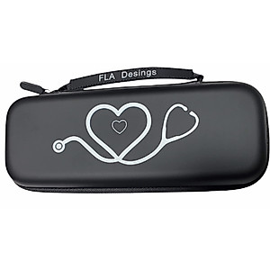 FLA handmade in USA Stethoscope Holder pro with Clip, Handmade in USA Genuine Leather .Perfect for Nurses, EMT, Medical Nursing Student. No More Neck Carrying. (Stethoscope Case (Black))