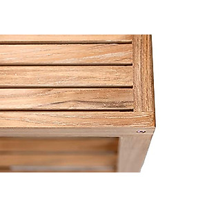 NORDIC STYLE TEAK Wood Shower Stool and Spa Bench with Shelf, Teak Shower Bench for Indoor and Outdoor Use, Teak Storage Bench, Teakwood Shower Bench, Natural Teak Finish, 35"