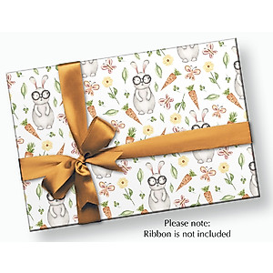 Stesha Party Bunny Rabbit Gift Wrapping Paper - Folded Flat 30 x 20 Inch (3 Sheets)