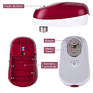 Electric Can Opener - Vcwtty One Touch Battery Operated Handheld Can Opener for Any Size, No Sharp Edge, Food-Safe, Seniors, Arthritis and Chef, Kitchen Best Gadget (Red)