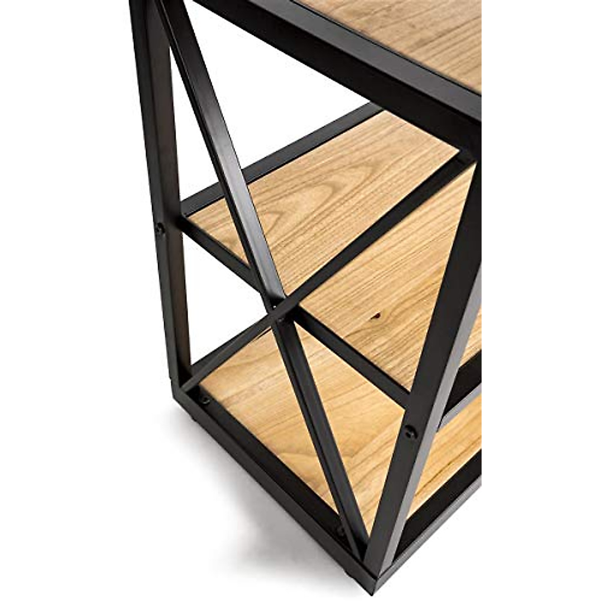 Displays2go 5-Tier Steel Frame Shelving, Solid Wood, Open Back - Natural (XSHF5NAT)