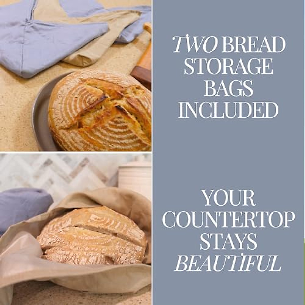 Carly's Place Sourdough Bread Bags - 2 Pack Linen Bread Bag for Bread Storage of Homemade Bread, Easy to Wash, Keeps Bread Fresh Longer, Modern Kitchen Design