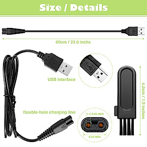 Honoson Head Shaver Power Cord Replacement Electric Shaver Charger Razor Cord USB Cable Charging Data Line and 5 Pieces Cleaning Brush Clipper Compatible and Reliable