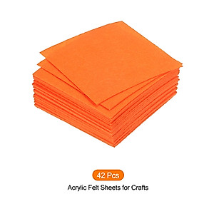 Rebower Soft Felt Sheets Acrylic Fabric Soft Felt Craft Sheets [for DIY Creative Crafts Projects and Decoration] - 4 Inch x 4 Inch/Orange / 42PCS