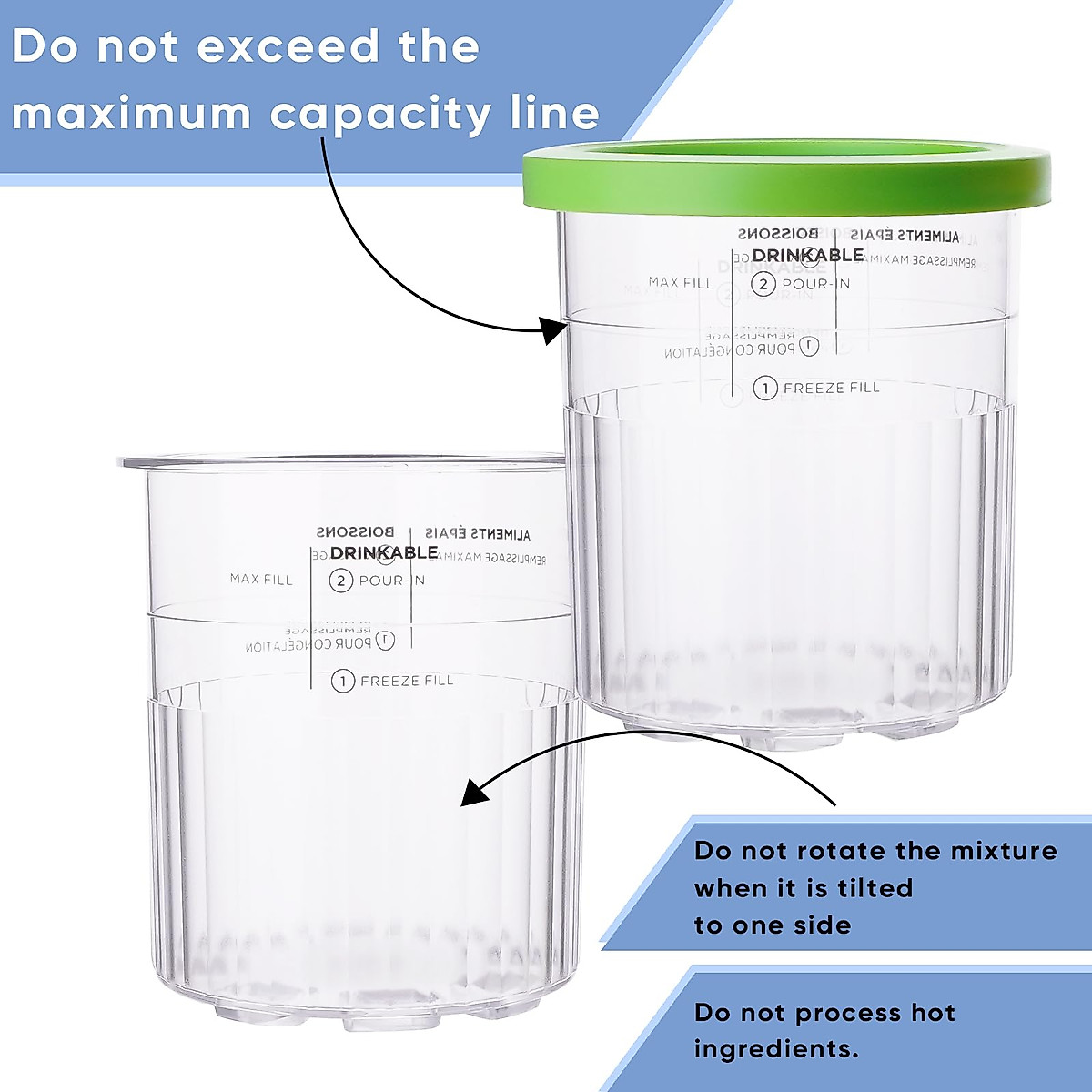 Fouwey Food Storage Containers 4 Pack Creami Pints And Lids For Creami Deluxe NC501 NC500 Series Ice Cream Makers Containers,Food Storage Containers With Lids Storage Containers