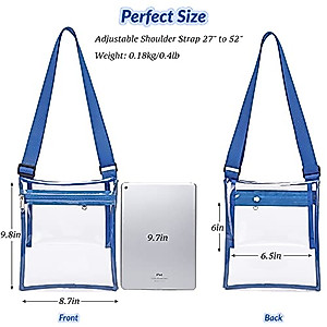 Ryushoyo Clear Crossbody Purse Bag, Stadium Approved Clear Bag with Inner Pocket for Concerts, Festivals or Sporting Events Royal Blue