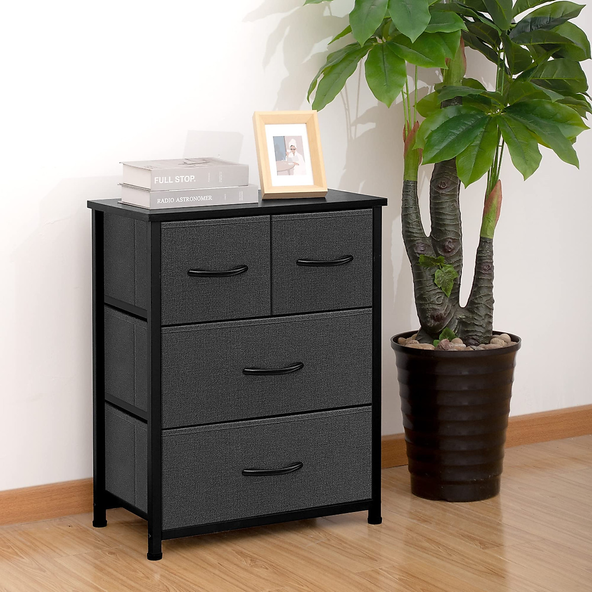AZL1 Life Concept Dresser Storage Furniture Organizer-Large Standing Chest for Bedroom, Office, Entryway, Living Room and Closet-4 Removable Fabric Drawers, Dark Grey