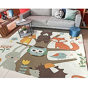 ALAZA Bunny Rabbit Animal Fox Non Slip Area Rug 5' x 7' for Living Dinning Room Bedroom Kitchen Hallway Office Modern Home Decorative