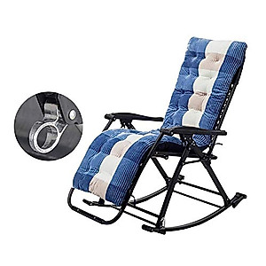 Lounge Chair, Garden Adult Rocking Chair Reclining with Cushions for Heavy People - Outdoor Patio Deck Folding Rocker Zero- Seat, Support 150kg (Color : Flannel pad) (Size : Flannel Pad)
