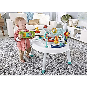 Fisher-Price Baby to Toddler Toy 2-In-1 Sit-To-Stand Activity Center with Music Lights and Spiral Ramp, Spin ‘N Play Safari