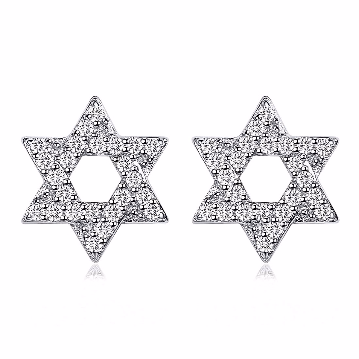 ChicSilver Tiny CZ Star Earrings Magen Star of David Stud Earrings 925 Sterling Silver Hypoallergenic Earrings for Women