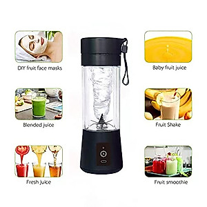 MilkShot Portable Blender, Personal Blender for Shakes & Smoothies, USB Rechargeable Mini Blender with Six Stainless Steel Blades, 4000mAh Fruit Juice Mixer for Travel, Car, Office, 380ML, Black