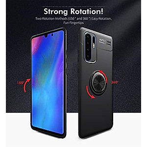 iCoverCase Compatible with Huawei P30 Pro Case with Ring Holder, Rotatable Matal Ring Kickstand [Work with Magnetic Car Mount] Shockproof Anti-Scratch Ultra-Slim Protective Case (All Black)