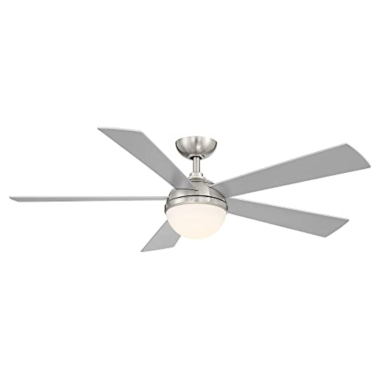 WAC Smart Fans Eclipse Indoor and Outdoor 5-Blade Ceiling Fan 54in Brushed Nickel Titanium with 3000K LED Light Kit and Remote Control works with Alexa and iOS or Android App
