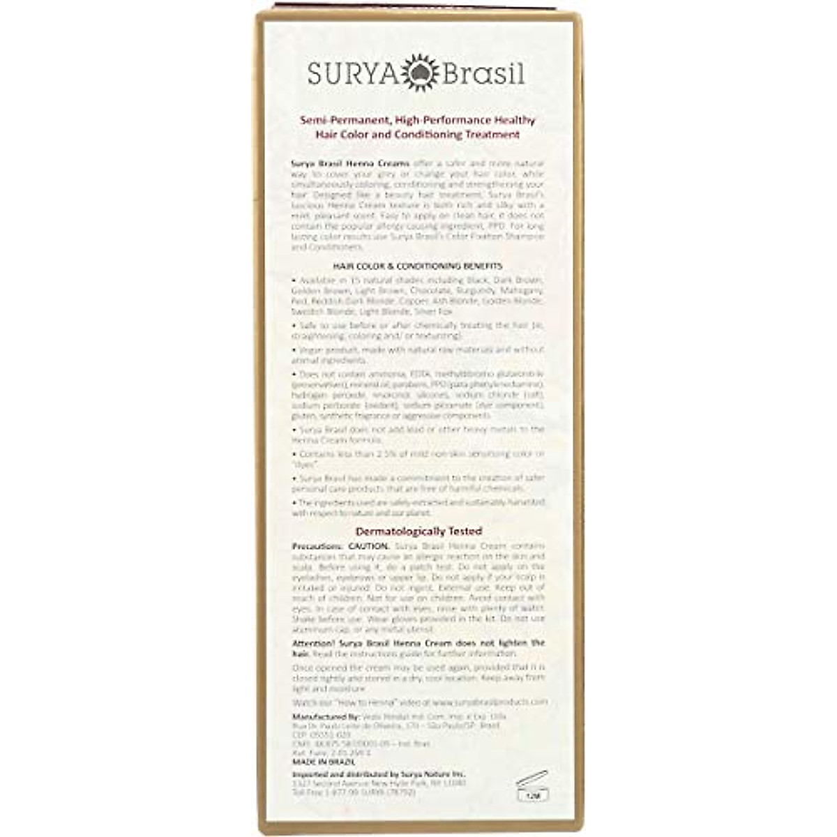 Surya Brasil Products Henna Cream, Mahogany, 2.37 Fluid Ounce