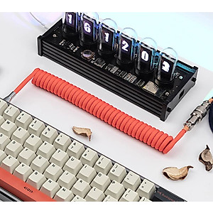 MICOMAKA Custom Double-Sleeved Mechanical Keyboard Cable, Handmade Coiled USB C Cable Artisan Braided Cables for Mechanical Gaming Keyboard Coiled Cable - Custom Keyboard Cable (Carbon)