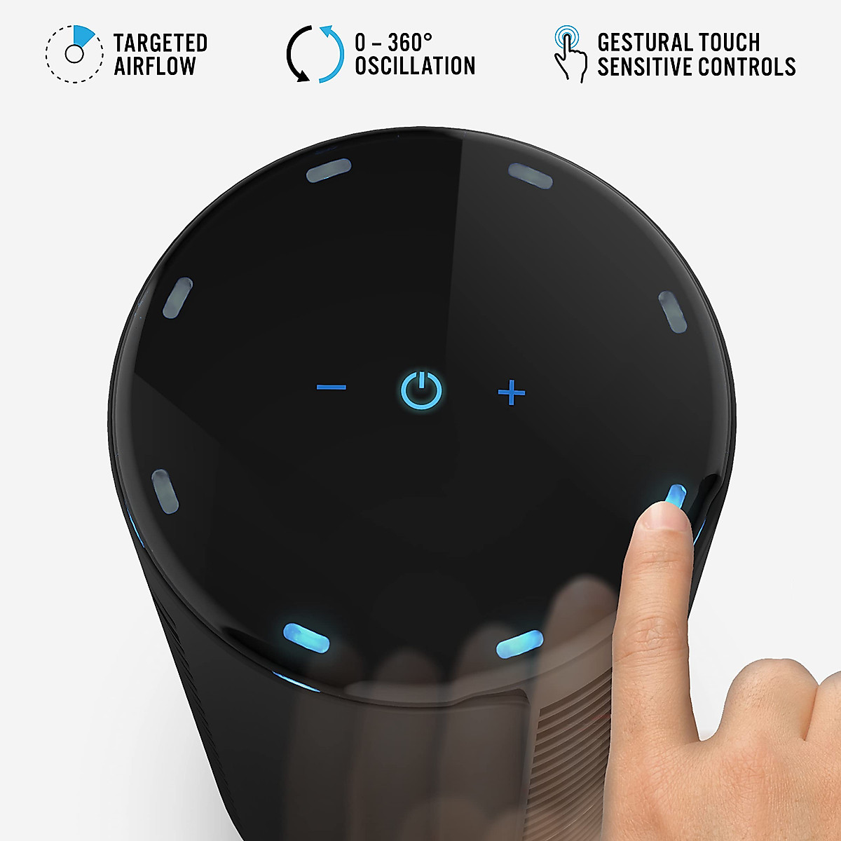 Vornado ATOM 1S Compact Oscillating Tower Fan with Removable Stand, 40" tall, 4 Speeds , Black