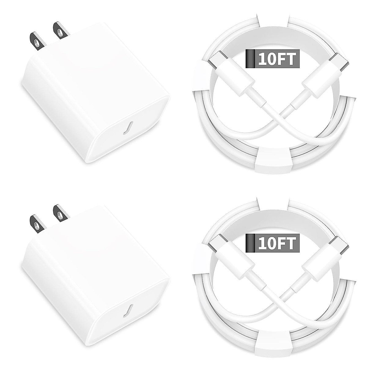 【MFi Certified】iPhone 15 Charger Fast Charging, Rombica 2Pack 20W PD USB-C Type-C Power Wall Charger Adapte + 10FT USB-C to USB-C Charge Cable for iPhone 15/15 Plus/15 Pro/15 Pro Max/iPad Pro/Air/Mini