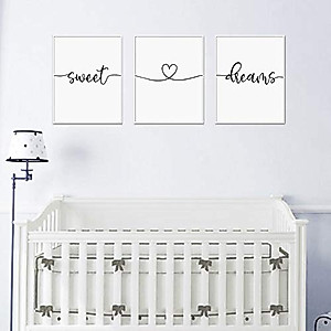 Sweet Dreams Print Bedroom Wall Decor Above Bed Wall Art Minimalist Prints Bedroom Prints Nursery Bedroom Print, Set of 3 Prints, 11x14inch Unframed