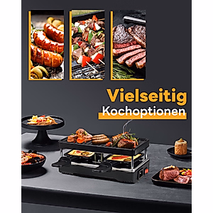 Saenchue 2-Person Raclette Table Grill - Indoor Non-stick Electric Grill Griddle - Series Connection Contact Grill up to 4 Grills, 2 Paddles Included, 2 Packs, BC-02