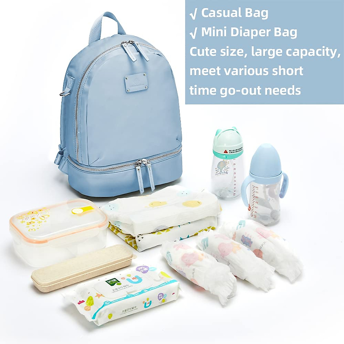 Lamèredelaterre Mini Diaper Bag Backpack Small Casual Bag Commuter Bag Lunch Bag Thermal Cooler Ladies Women Mommy Cute Young Fashion