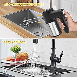 Cordless Hand Mixer, Digital Display 7 Speed Rechargeable Electric Mixer Handheld with 6 Stainless Steel Attachments Whisks Beaters Dough Hooks & Storage Base, Kitchen Blender for Baking, Eggs, Cakes