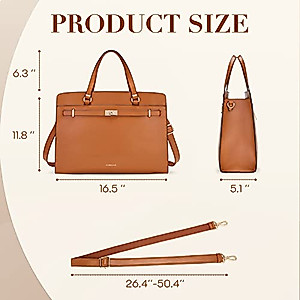 Missnine Laptop Bag for Women 15.6 inch PU Leather Work Tote Bag Large Computer Briefcase Business Office Handbag