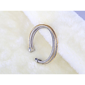 UNY JEWEL Jewelry Double Line Cross Over Twisted Cable Wire Bracelet Vintage Fashion Antique design Elegant Unique Retro Cuff Bangle Bracelet (Double Line)