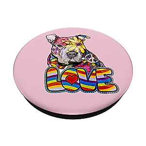 Peace love Pitbulls Pitbull Owner gift Hippie Flower Power PopSockets PopGrip: Swappable Grip for Phones & Tablets